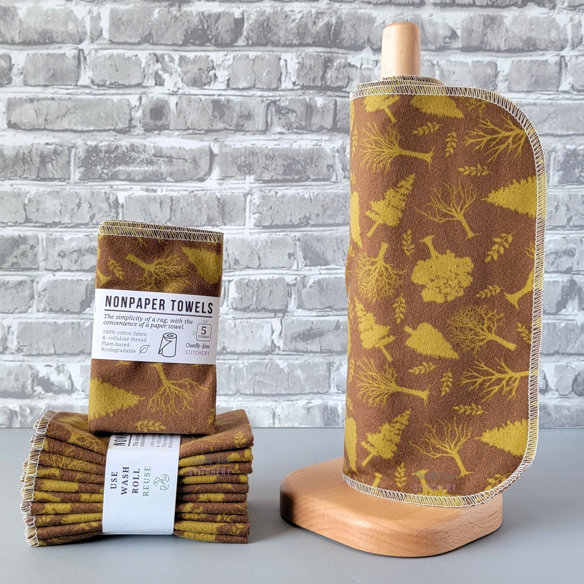 Brown Trees NonPaper Towels – Cruelty-Free Stitchery